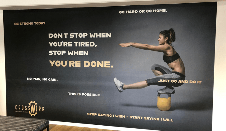 Revolution in gym design: XXL textile wall murals with flexible Velcro ...